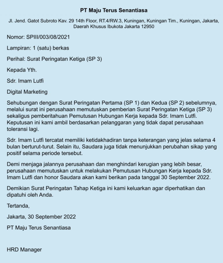 9 Contoh Surat Peringatan Karyawan (SP1, SP2, SP3), Pahami Aturannya!