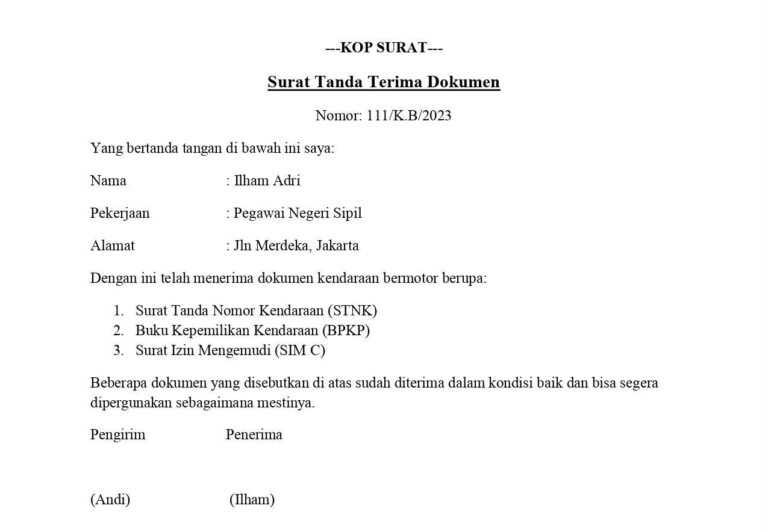 9 Contoh Surat Tanda Terima Dokumen, Template Gratis | Glints for Employers