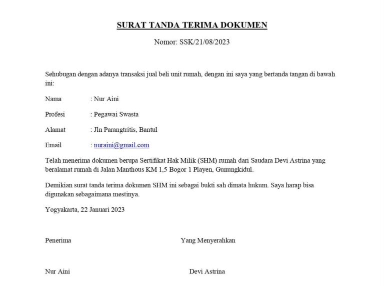 9 Contoh Surat Tanda Terima Dokumen, Template Gratis | Glints for Employers
